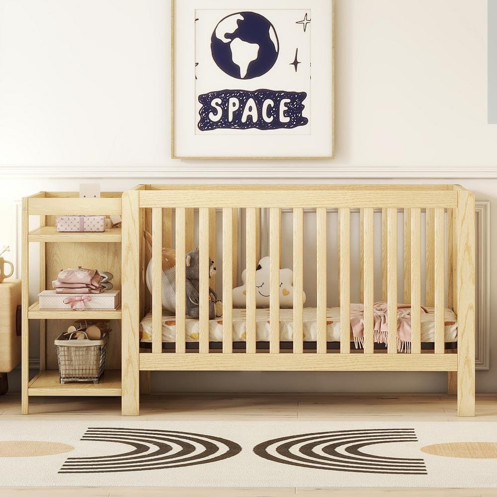 wetiny Natural Solid Wood Crib D-LT000557AAM-N708 - The Home Depot