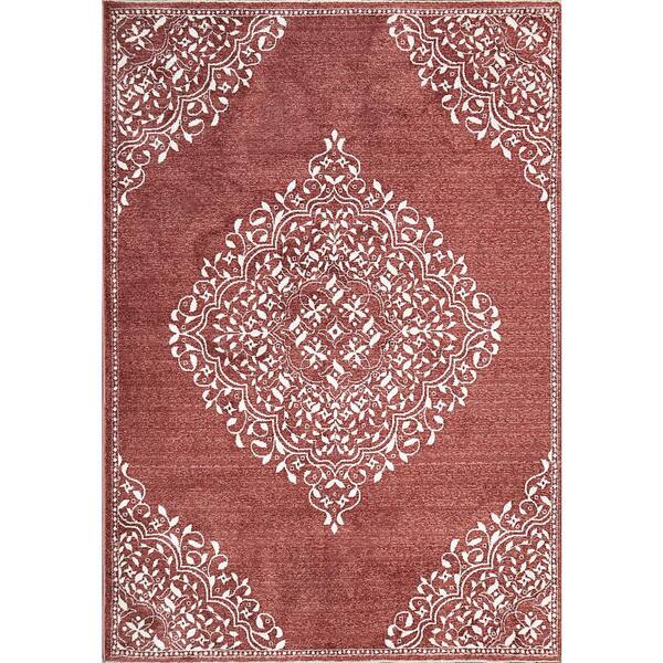 Dynamic Rugs Hera Brick/Ivory 2 ft. 3 in. X 7 ft. 7 in. Oriental Indoor ...