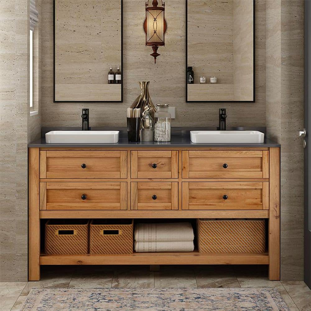 Reviews for Home Decorators Collection 60 in. Double Sink Reclaimed ...