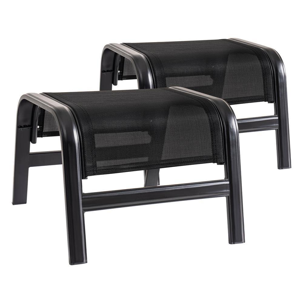 AURA OUTDOOR 2-Pieces Outdoor Textile Metal Outdoor Portable Footstool ...