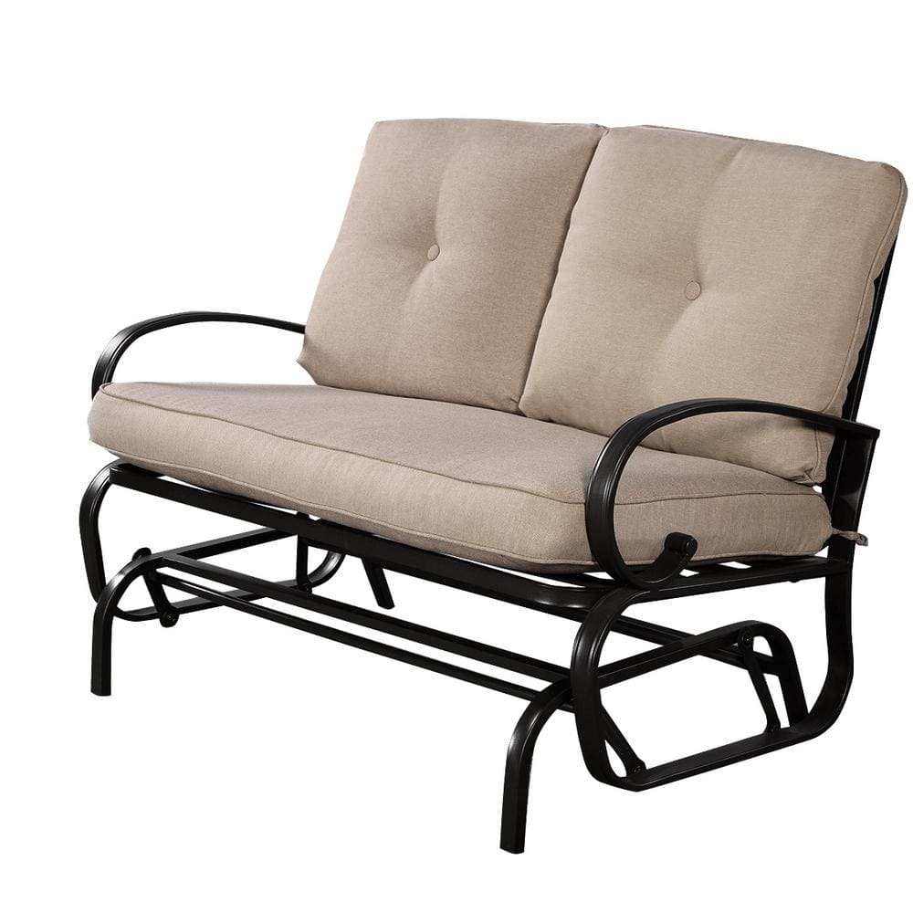 Costway 2-Person Metal Outdoor Patio Glider Rocking Bench Loveseat with ...