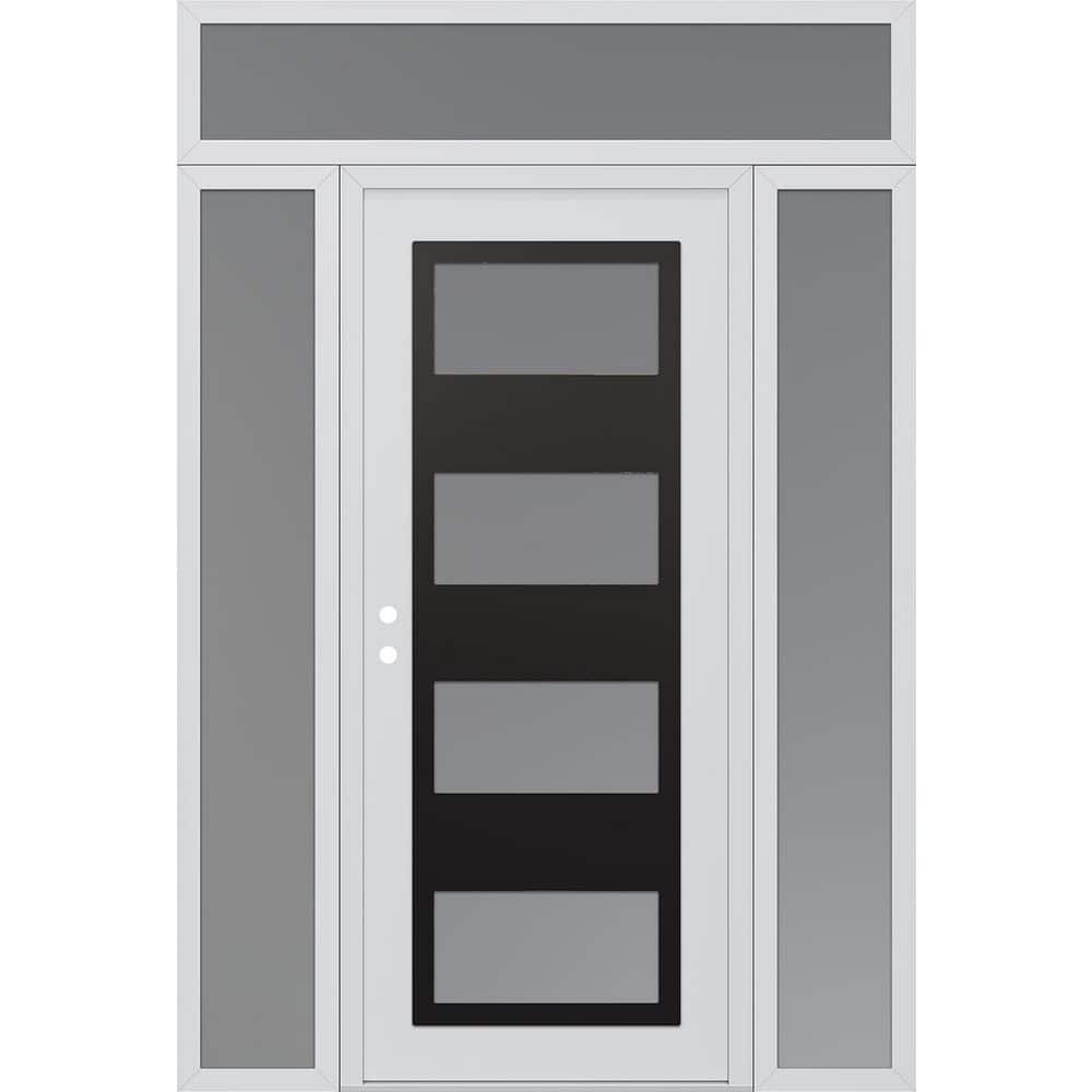 Tessari Doors C2 64 in. x 96 in. Black P Right-Hand/Inswing Frosted ...