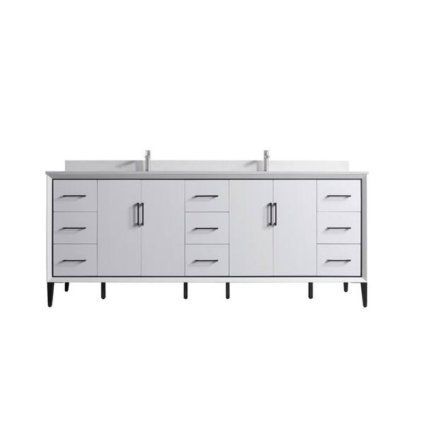 Dyconn VSD 84 in. W x 22 in. D x 35 in. H Double Sink Freestanding Bath ...