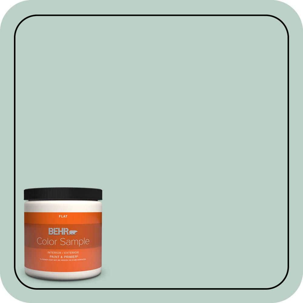 BEHR PREMIUM PLUS 8 oz. #S420-2 Moon Glass Flat Interior/Exterior Paint ...
