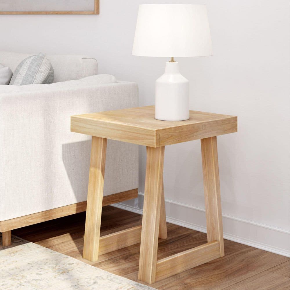 PLANK+BEAM Classic 20 in. Blonde Wirebrush Square End Table 2800513000 ...