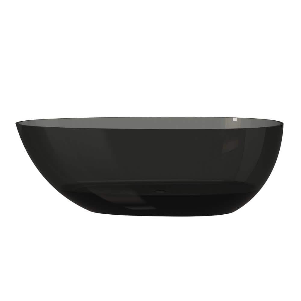 CASAINC 67 in. x 33 in. Freestanding Soaking Resin Bathtub with Center ...