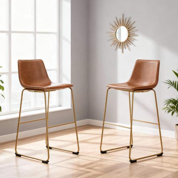 Signature DESIGN BY ASHLEY Lexadine 39 in. H Brown/Gold Low Back Metal ...