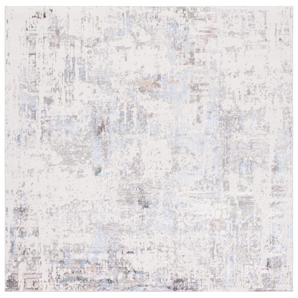 SAFAVIEH Bel Air 7 ft. x 7 ft. Gray/Blue Abstract Distressed Square ...