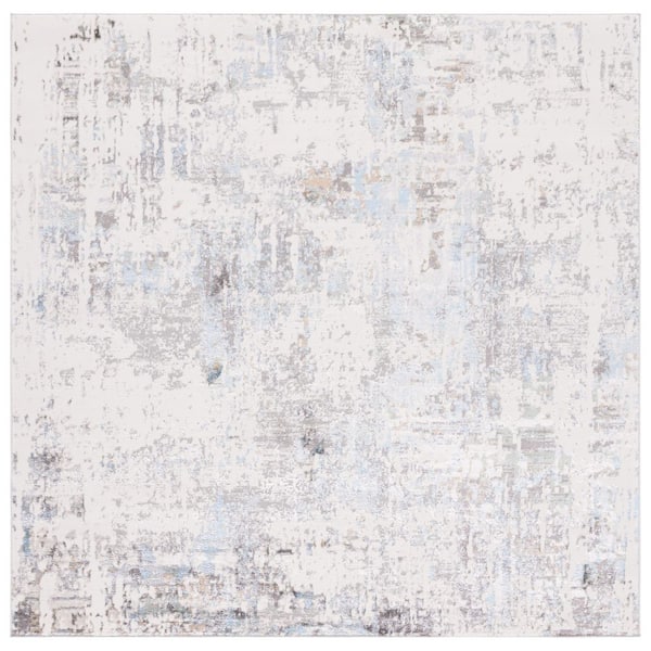 SAFAVIEH Bel Air 7 ft. x 7 ft. Gray/Blue Abstract Distressed Square ...