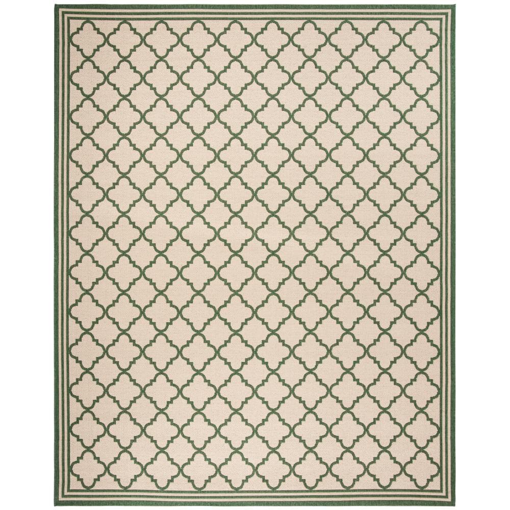 SAFAVIEH Beach House Cream/Green 9 ft. x 12 ft. Trellis Indoor/Outdoor ...