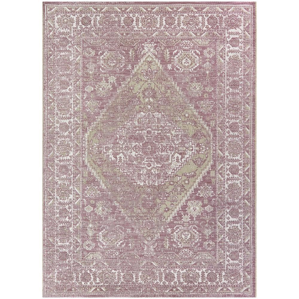 BALTA Arethusa Pink 5 ft. 3 in. x 7 ft. Oriental Indoor/Outdoor Area ...