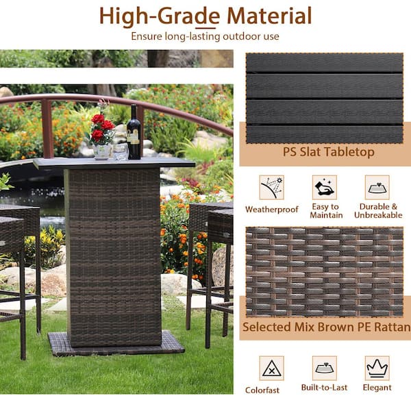Backyard Bistro Set LOKATSE HOME 5-Piece Outdoor Bar Set - Rattan Table ...