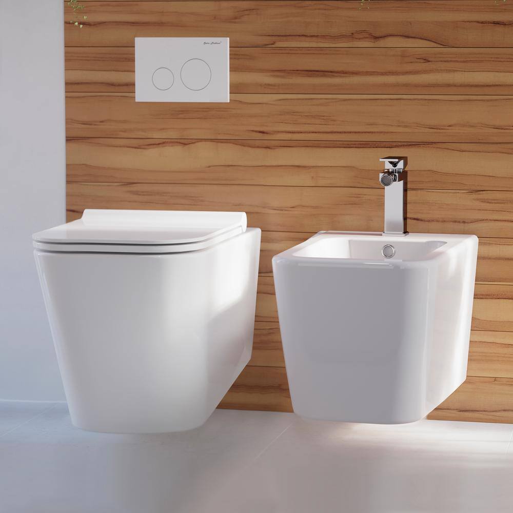 Swiss Madison Concorde Wall Hung Square Toilet Bowl Only in. Glossy ...