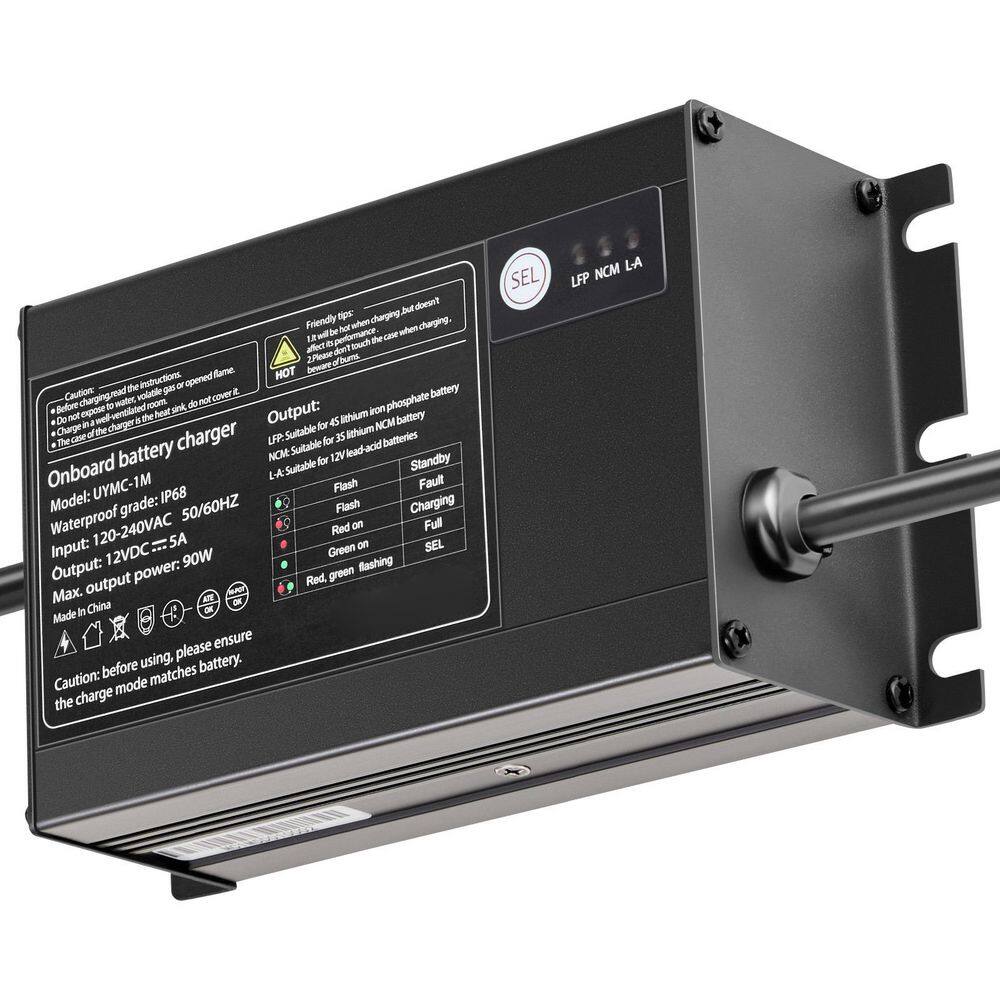 SKYSHALO Marine Battery Charger 1-Bank 5A 12V Onboard Boat Charger IP68 ...