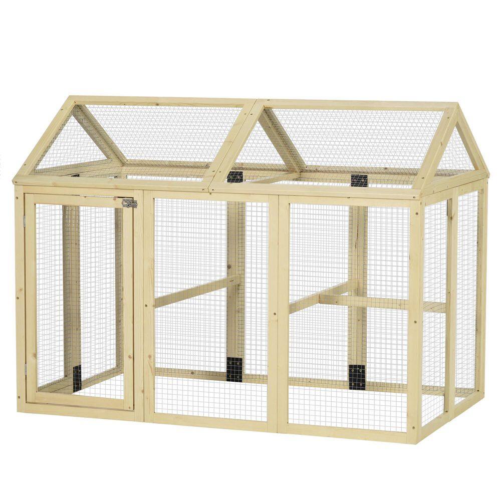 Natural Wood 4.6 ft. W x 2.8 ft. D Outdoor Chicken Coop with Modular ...