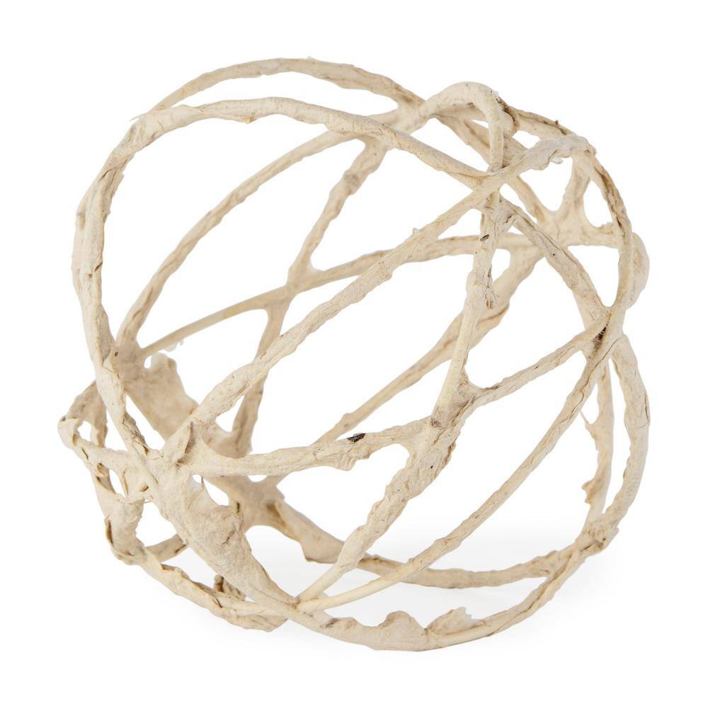 Mercana Kali 6.7L x 6.7W x 6.7H Large Beige Decorative Metal and Paper ...