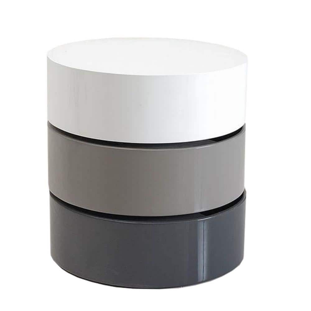Benjara 20 in. White and Gray Round Wood End Table with Swivelling ...