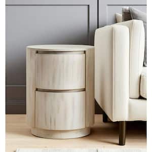 Carolina Chair & Table Hatteras 20 in. Round White Wood Vertical Weave ...