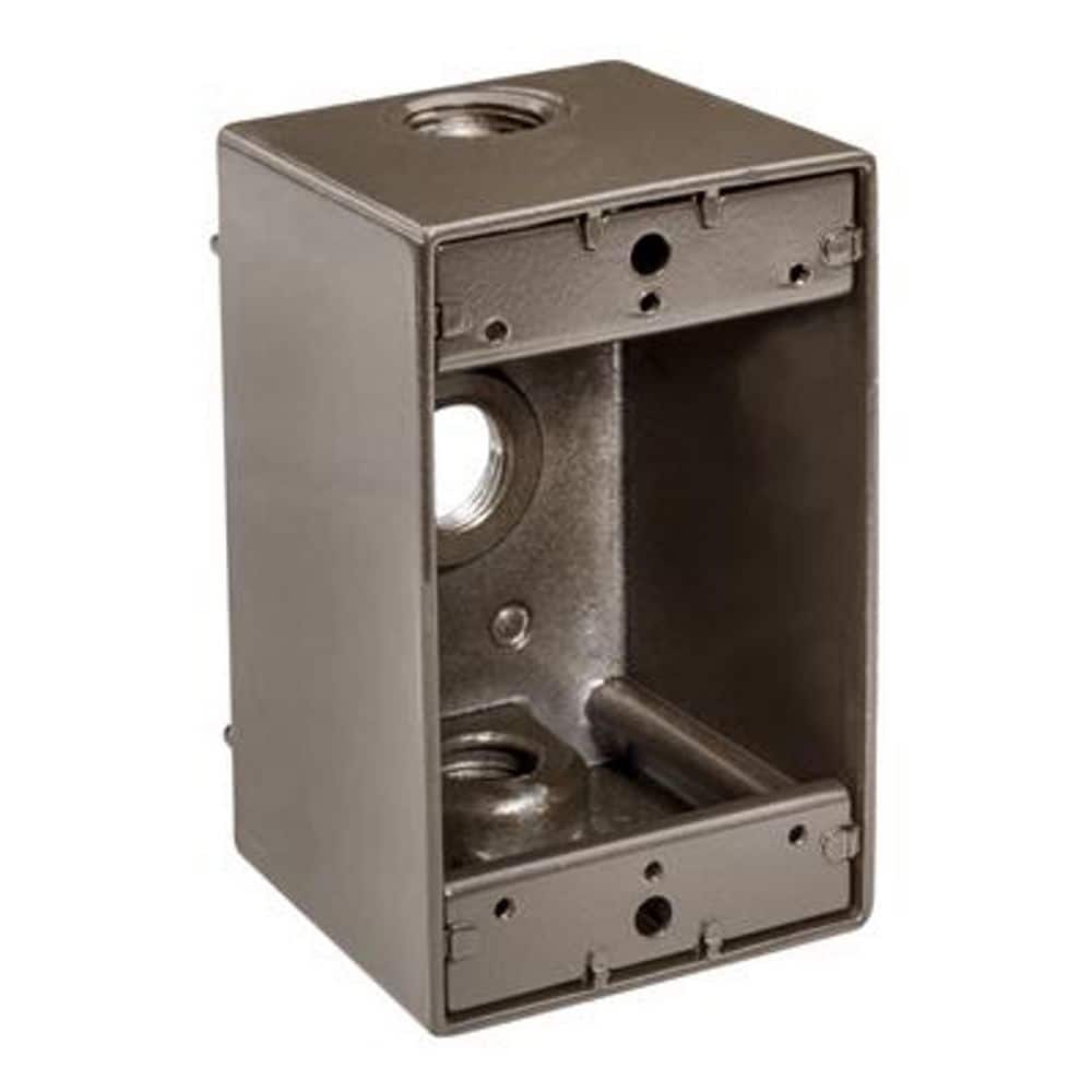 Southwire 3/4 in. Weatherproof 3-Hole Single Gang Bronze Deep Box ...