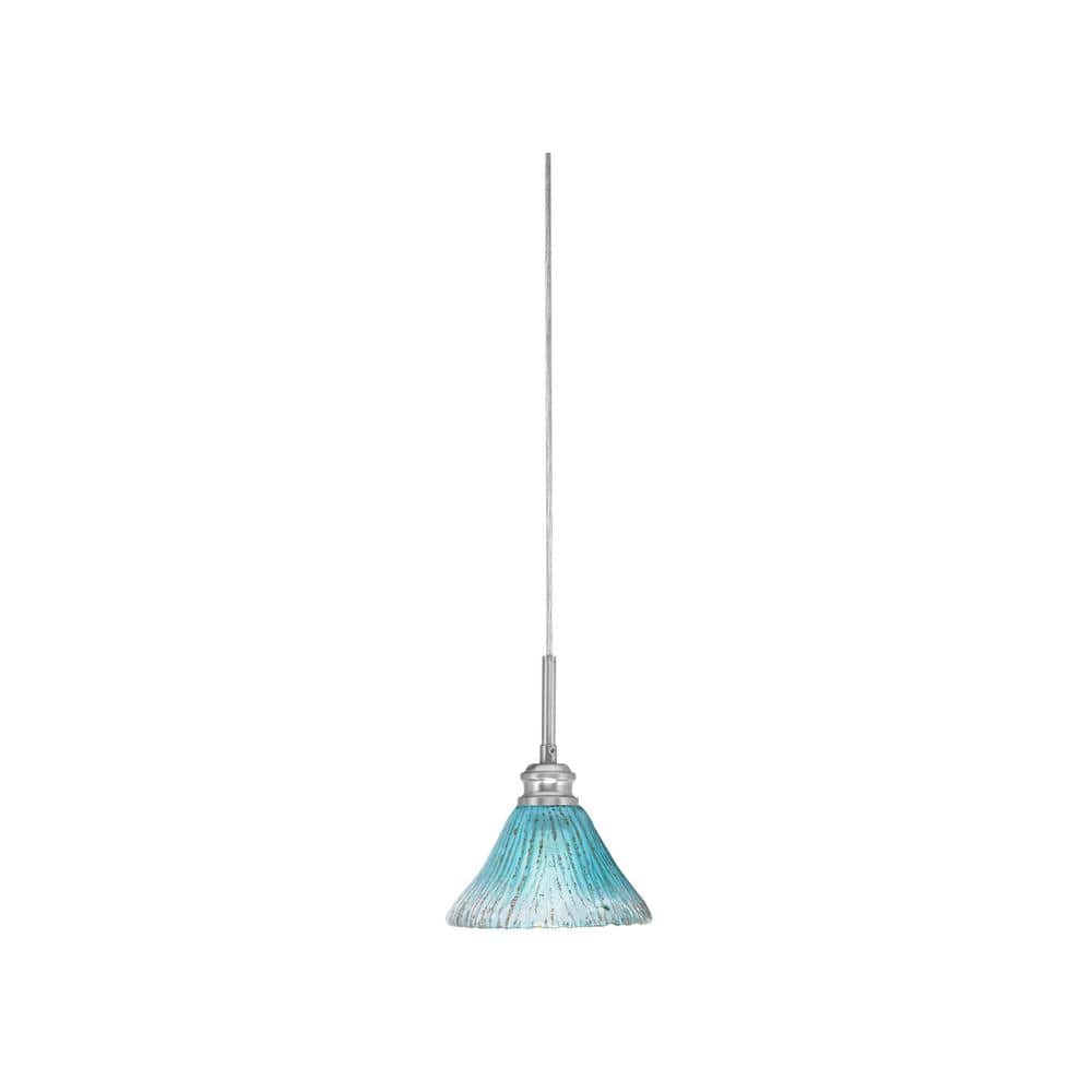 Albany 60-Watt 1-Light Brushed Nickel Pendant Mini Pendant Light Teal ...