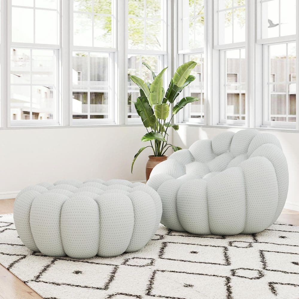 Magic Home (Set of 2) Bubble Couch, 49 in. Gray Mesh Fabric Curved ...