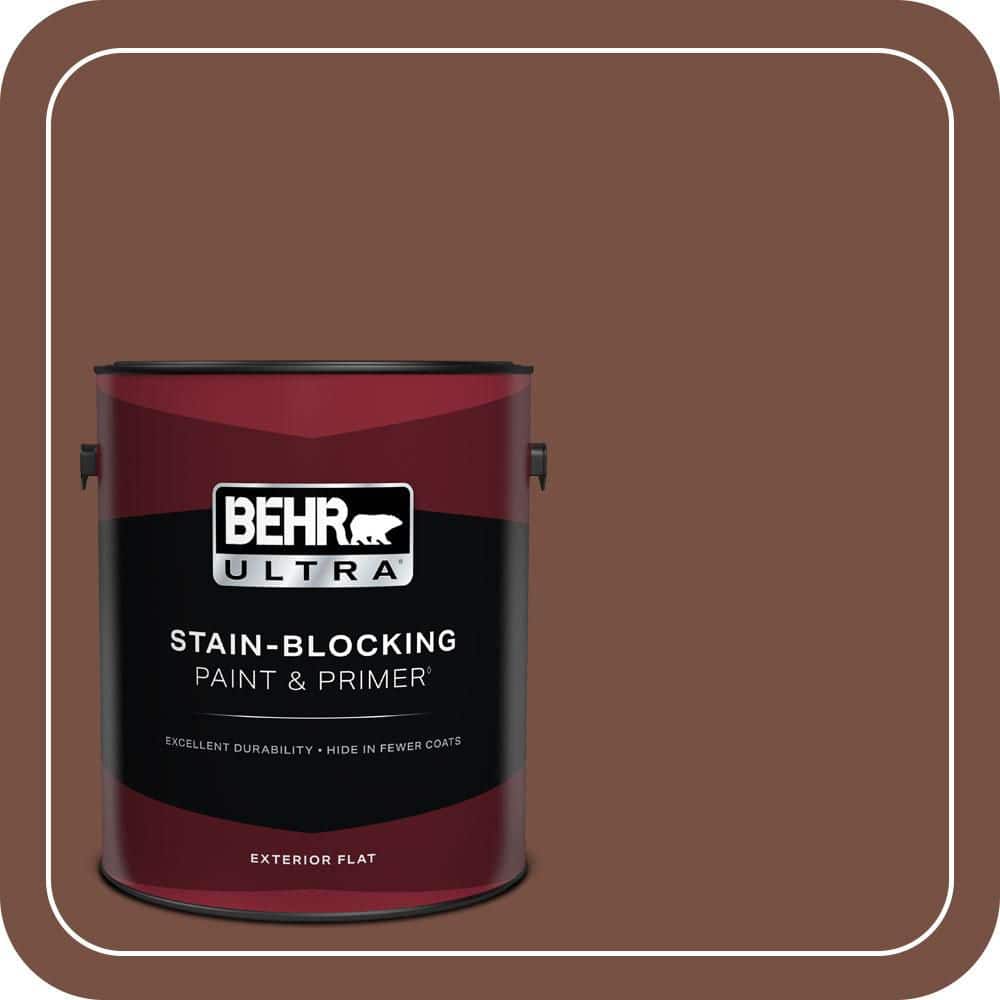 BEHR ULTRA 1 gal. #S190-7 Toasted Pecan Flat Exterior Paint & Primer ...