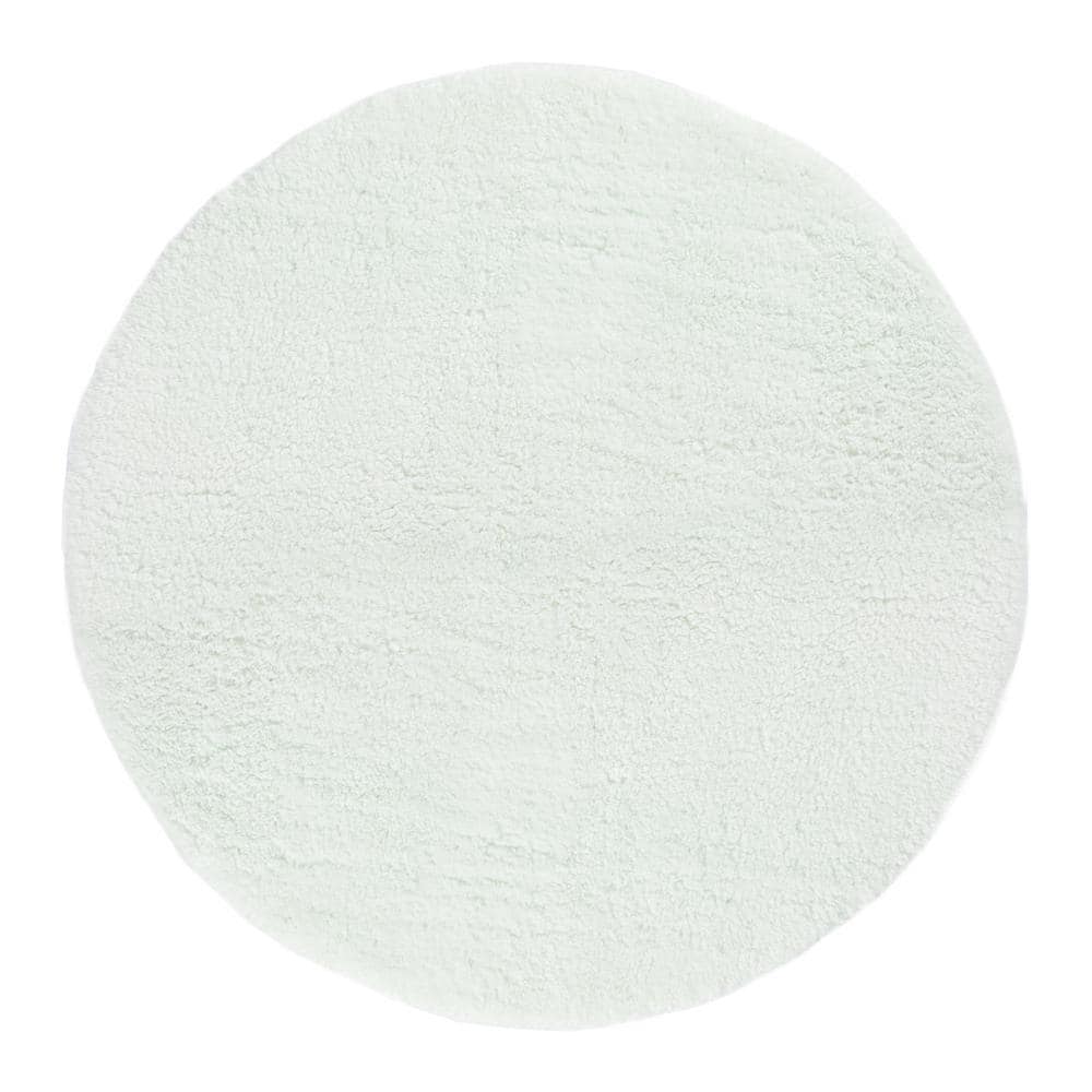 iliebe GHDG Solid Shag White 3 ft. Furry Plush Round Rug Area Rug ...