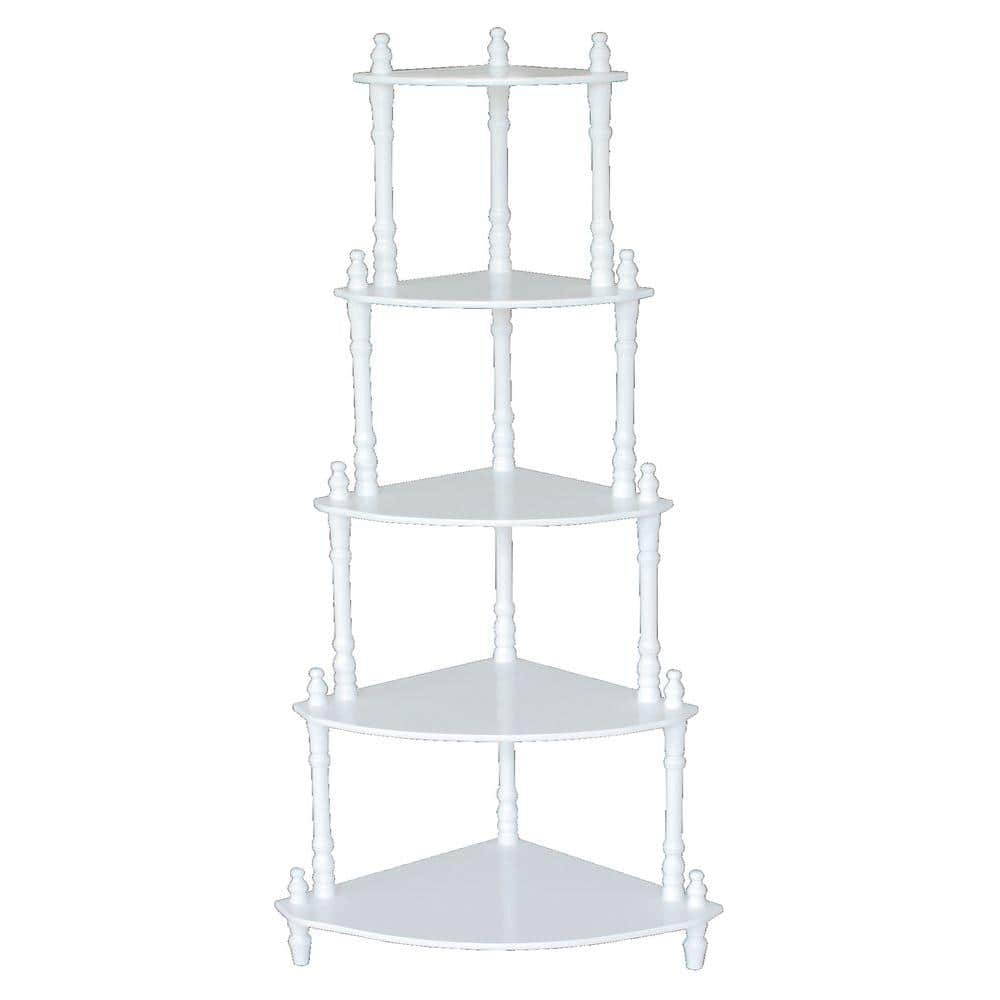 Homecraft Furniture 5-Tier Corner Decorative Shelving Rack in White ...