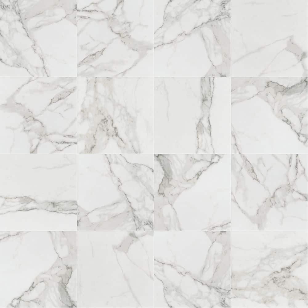 MSI Crystal Bianco 32 in. x 32 in. Polished Porcelain Stone Look Floor ...