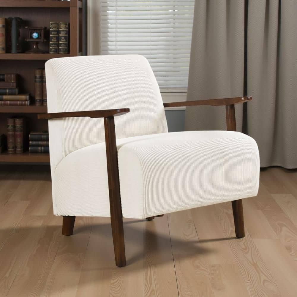Benjara Bernie Beige and Brown Fabric Arm Chair with Cushioned Back ...
