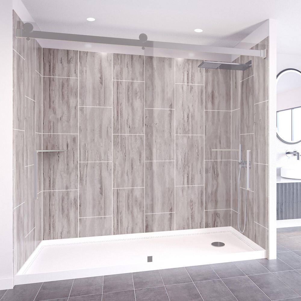 NuVo Driftwood-Tetherow 60 in. x 34 in. x 83 in. Base/Wall/Door ...