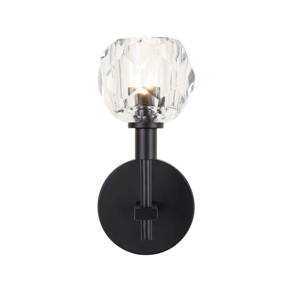 Alsy 10 in. 1-Light Black Sconce with Clear Captured Glass Shade 24300 ...