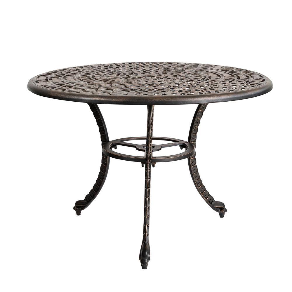 Kinger Home Harmon 41 in. Cast Aluminum Outdoor Patio Dining Table With ...