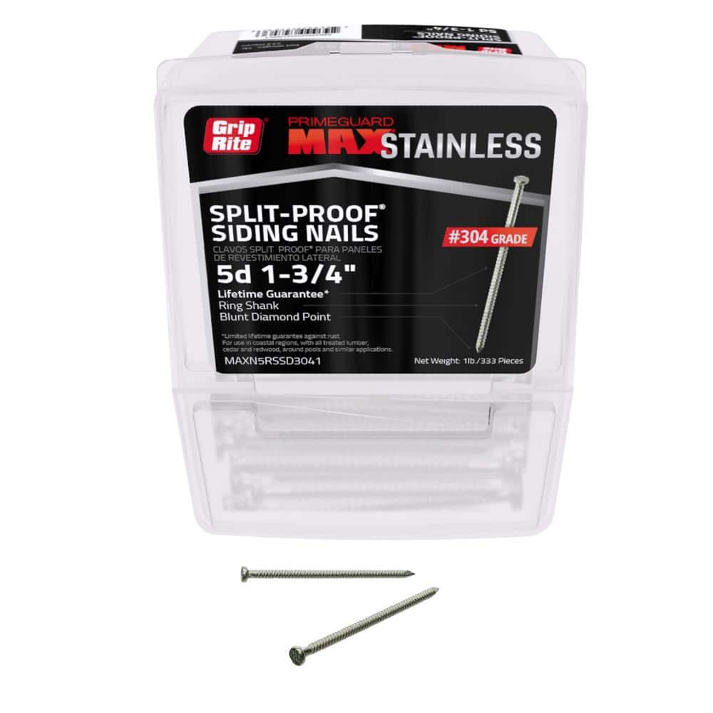 Grip-Rite 1-3/4 in. x 14-Gauge 5-penny 304 Stainless Steel Ring Shank ...