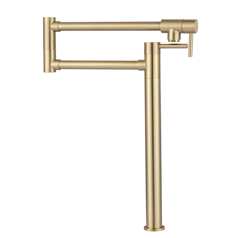 AVITAS Deck Mounted 2-Handle Brass Pot Filler Folding Kitchen Faucet ...