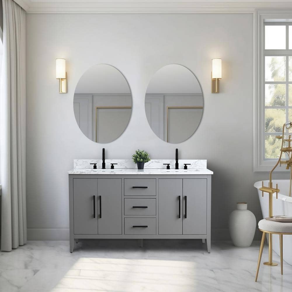 Vanity Art 60 in. W x 22 in. D x 38 in. H Double Sink Bathroom Vanity ...