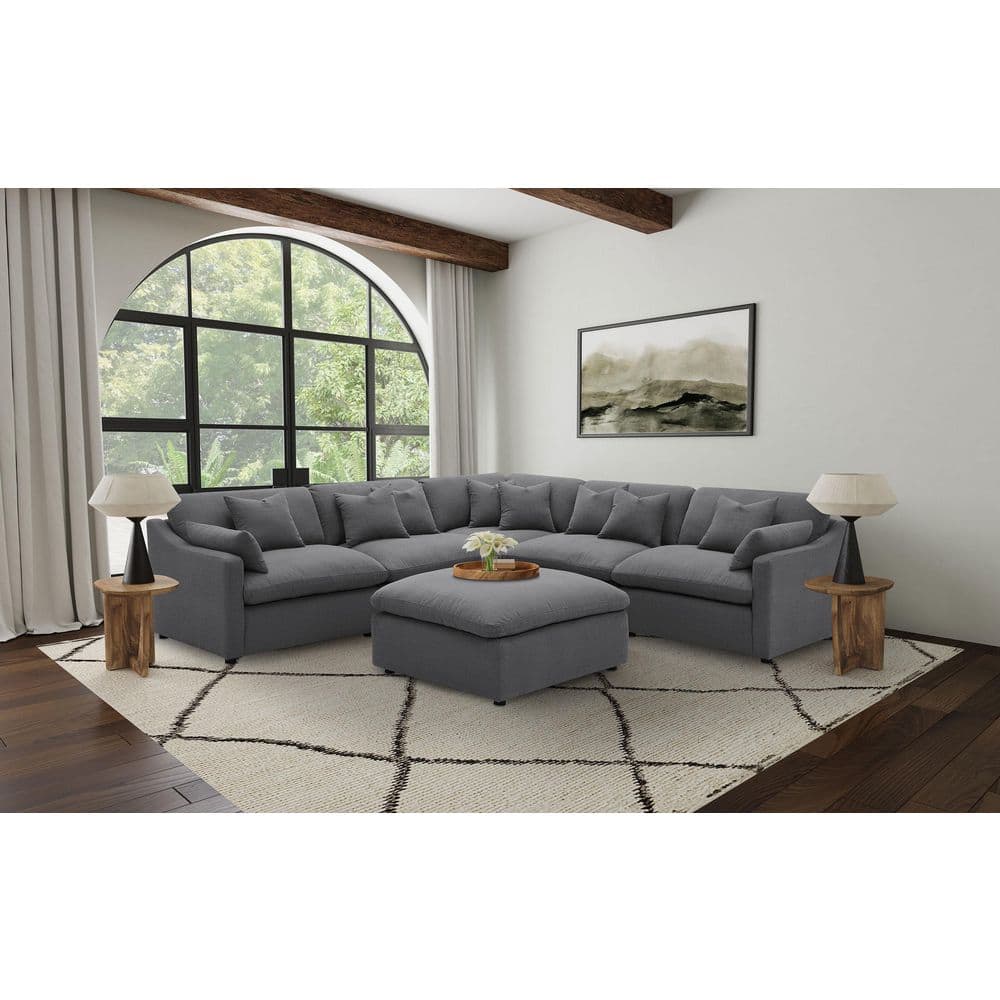 Coaster Hobson 120 in. Fabric Upholstered Modular Sectional Sofa in ...