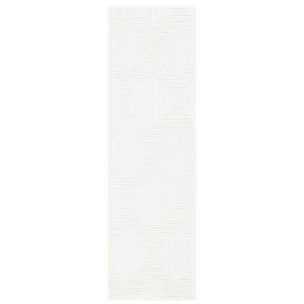 SAFAVIEH Textural Ivory 2 ft. x 8 ft. Geometric Solid Color Runner Rug ...