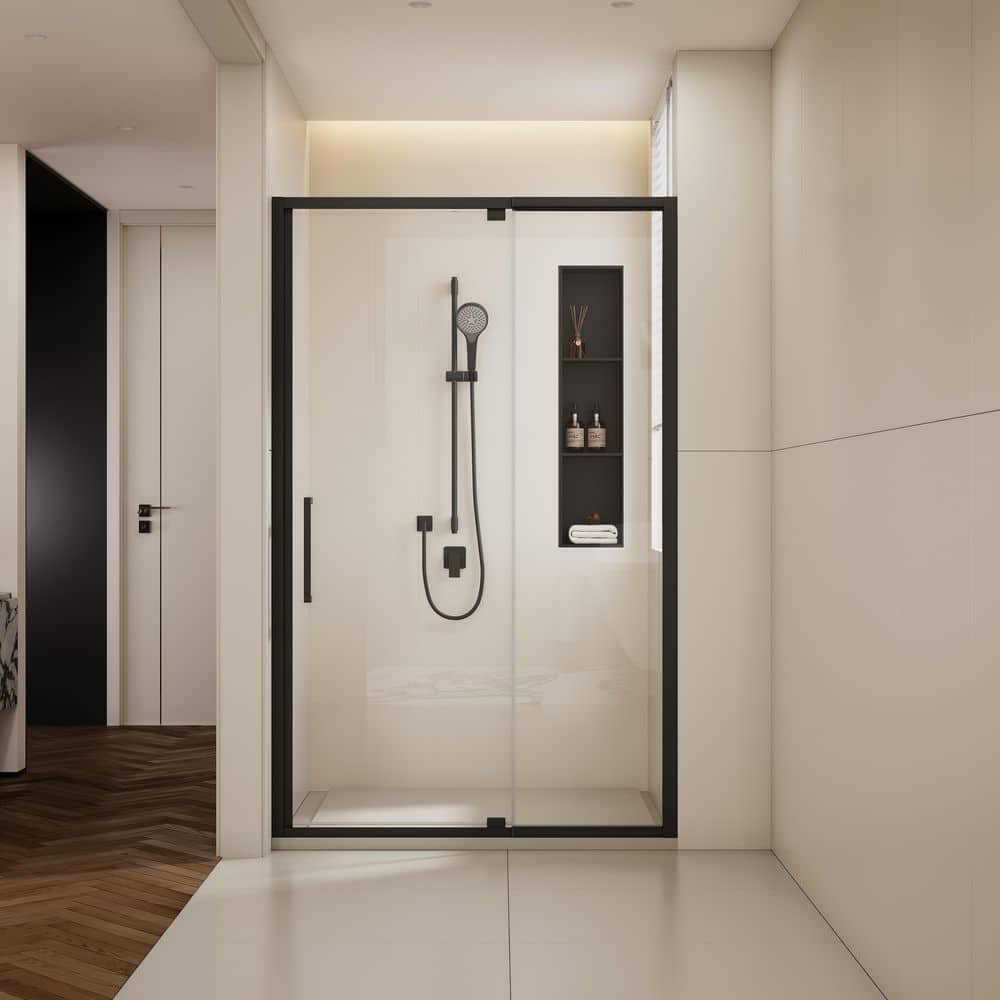 MEDUNJESS DOSH 44 in. to 48 in. W x 76 in. H Pivot Framed Shower Door ...