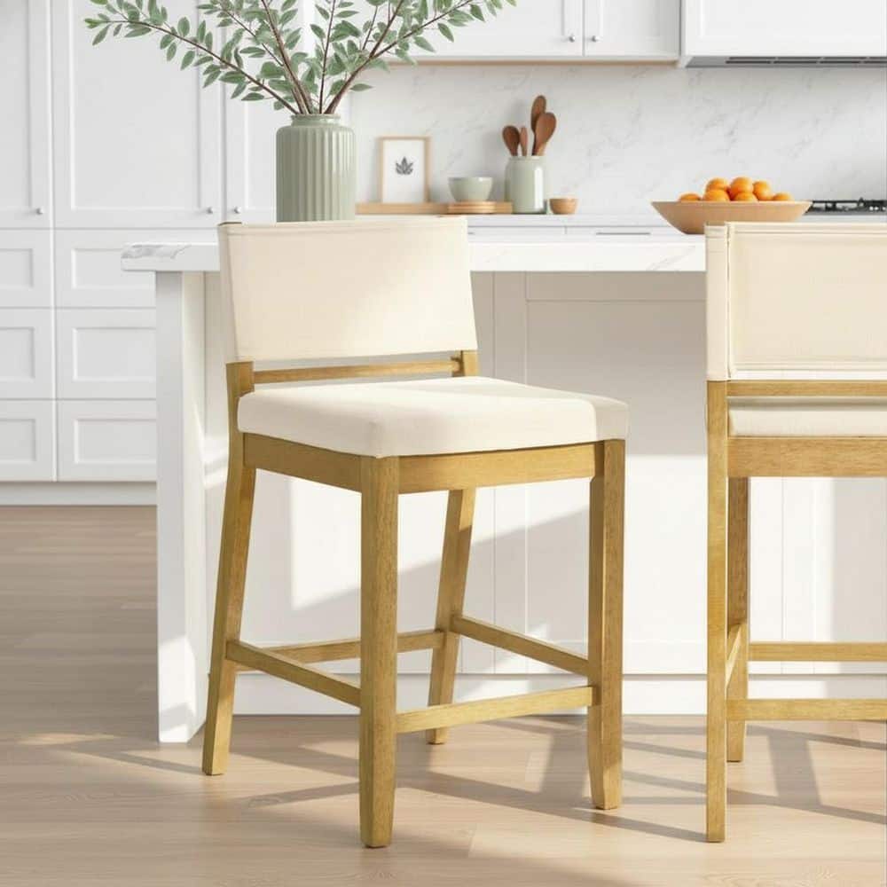 Armen Living Yaneli 36 in. H Counter Height White / Amber Glow Low Back ...
