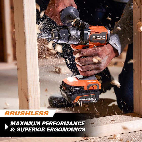 RIDGID 18V Brushless Cordless 2-Tool Combo Kit w/ (2) Batteries ...
