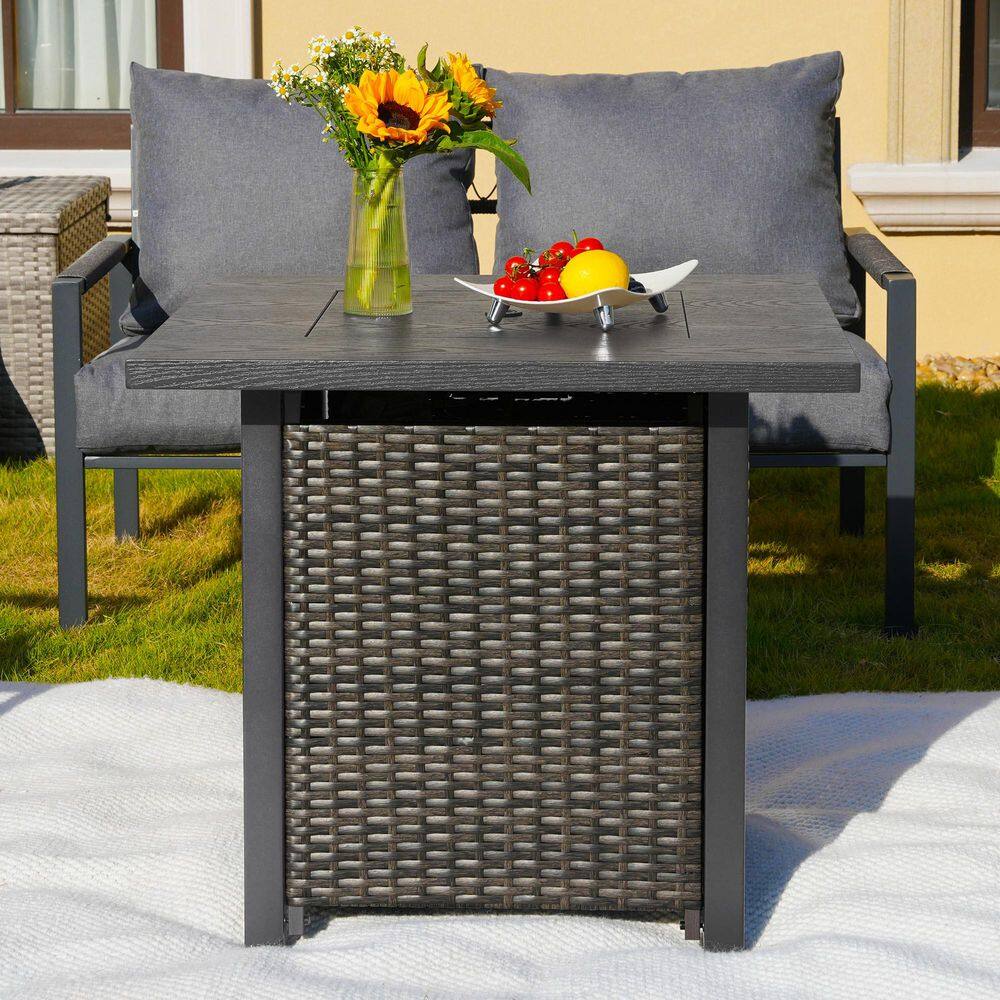 AURA OUTDOOR 28 in. 50,000 BTU Wicker Outdoor Propane Fire Pit Table ...