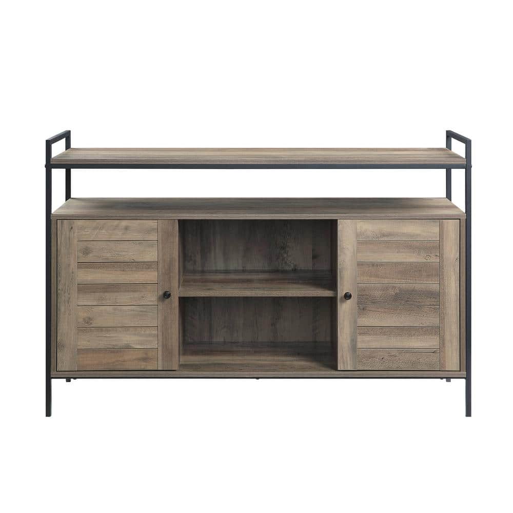 52 in. Oak Wood TV Stand Fits TV's up to 50 in. with 2-Cabinet LC ...