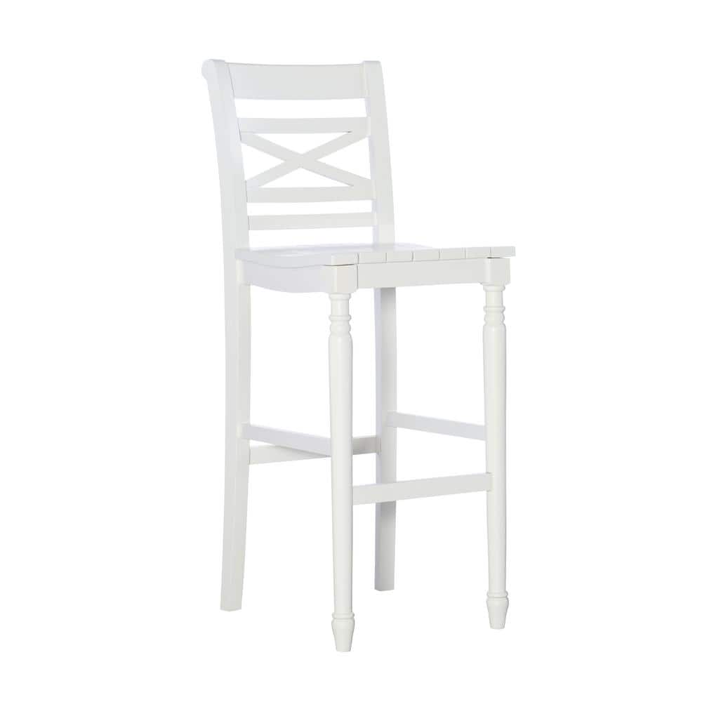Powell Company Primark 30.25 in. White High Back Wood Bar Stool with ...
