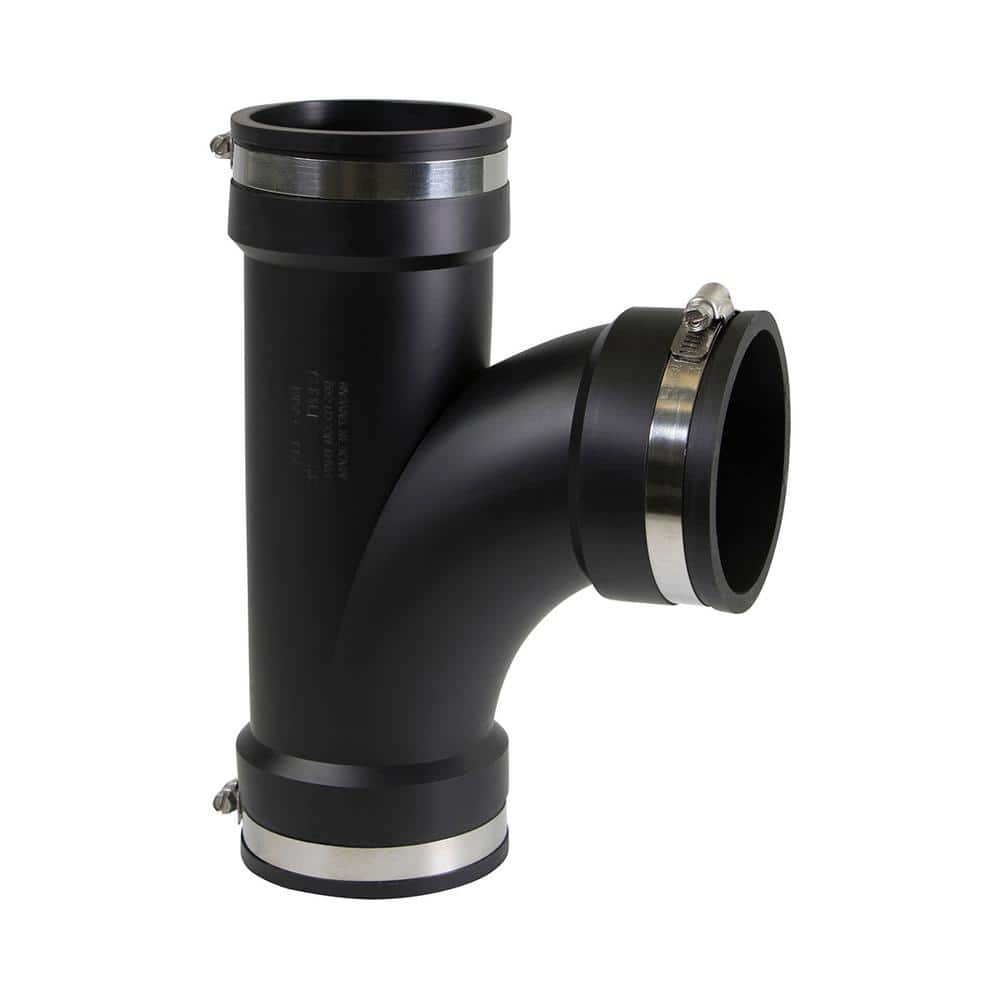 PLUMBFLEX 3 in. PVC Flexible Tee Coupling with Stainless Steel Clamps ...