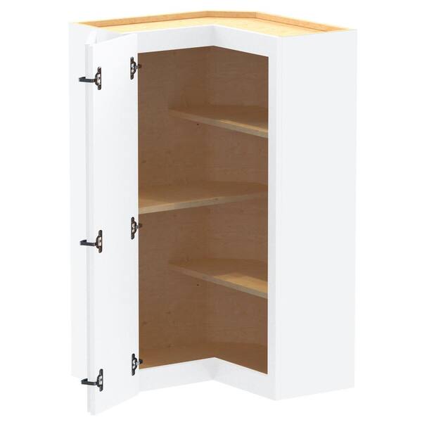 Home Decorators Collection Newport 24 in. W x 12 in. D x 42 in. H Assembled Plywood Corner Wall Kitchen Cabinet in Pacific White with Shelves