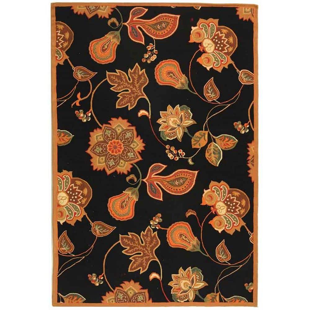 SAFAVIEH Chelsea Black/Orange 8 ft. x 10 ft. Border Area Rug HK209C-8