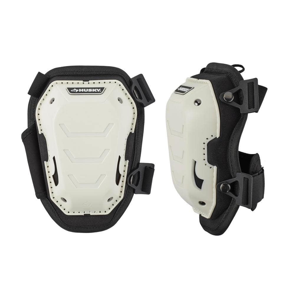 Husky White Foam Memory Foam Hard Cap Knee Pad with Adjustable Straps ...
