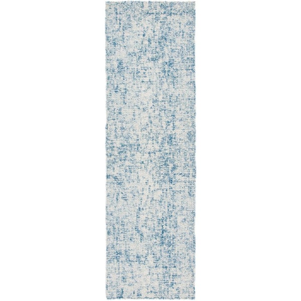 SAFAVIEH Abstract Blue/Ivory 2 ft. x 8 ft. Contemporary Marble Runner ...