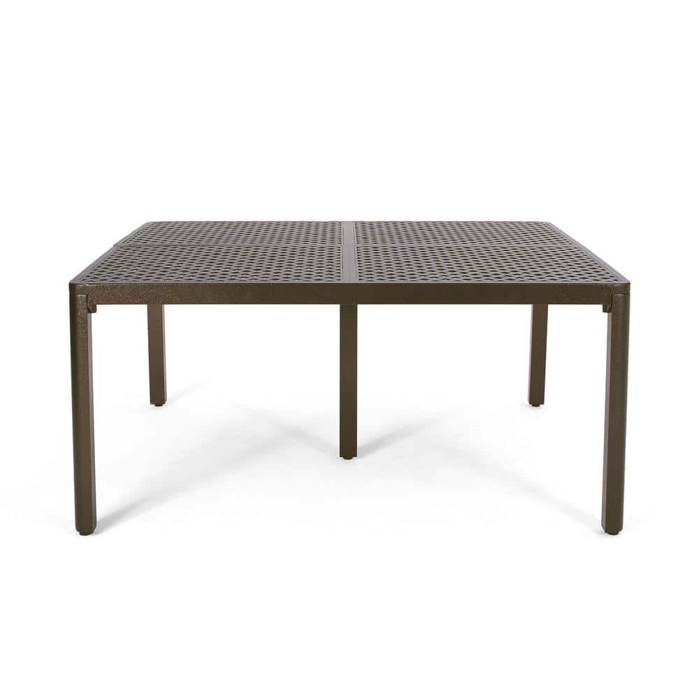 Red 61.25 in. Square Modern Aluminum Outdoor Dining Table with Woven ...